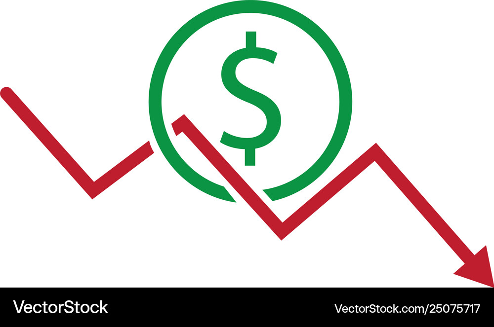 Dollar decrease icon business crisis bankrupt Vector Image