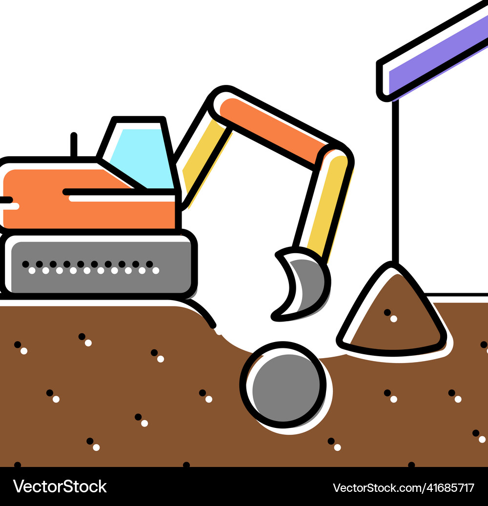 Excavation pipe from ground color icon Royalty Free Vector