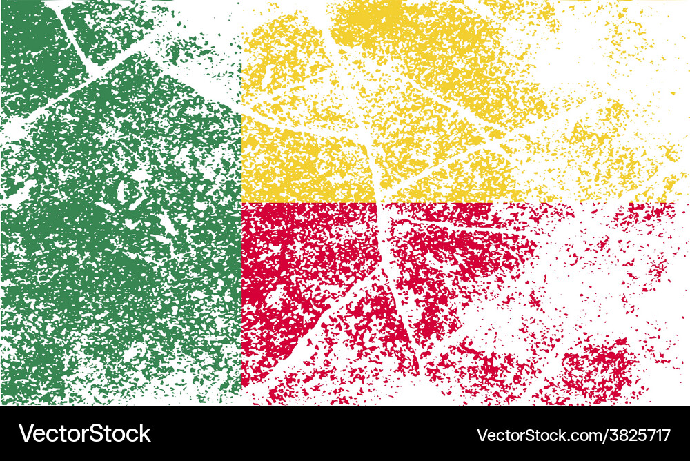 Flag of benin with old texture Royalty Free Vector Image