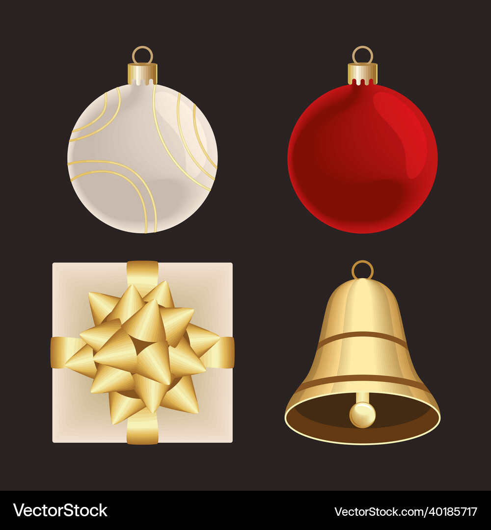 Four christmas items Royalty Free Vector Image