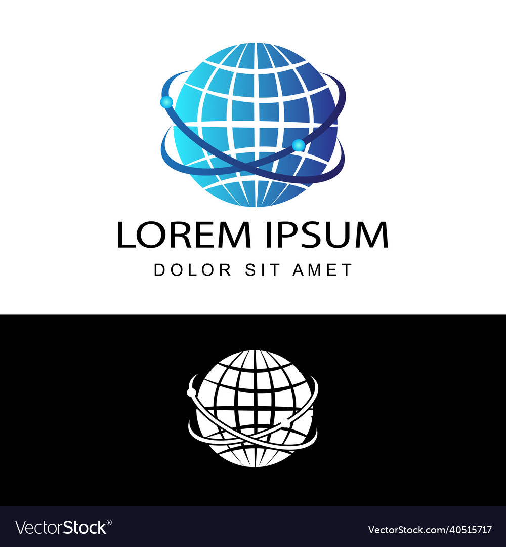 Global globe world logo template design Royalty Free Vector
