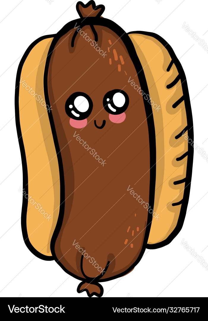 Hot dog in a bun on white background Royalty Free Vector