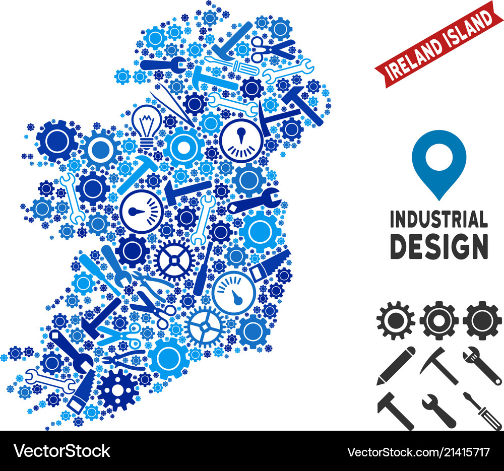 Industrial ireland island map composition Vector Image