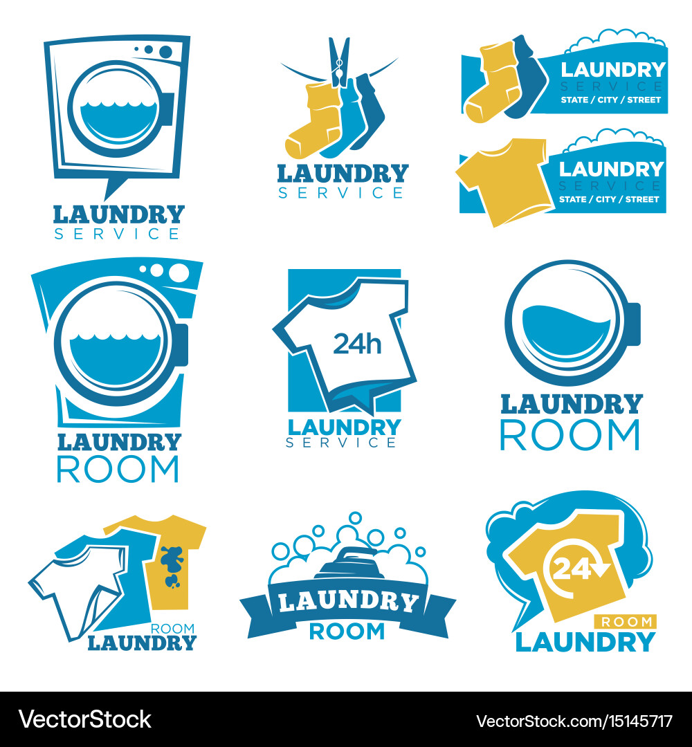 Laundry service template icons set linen Vector Image