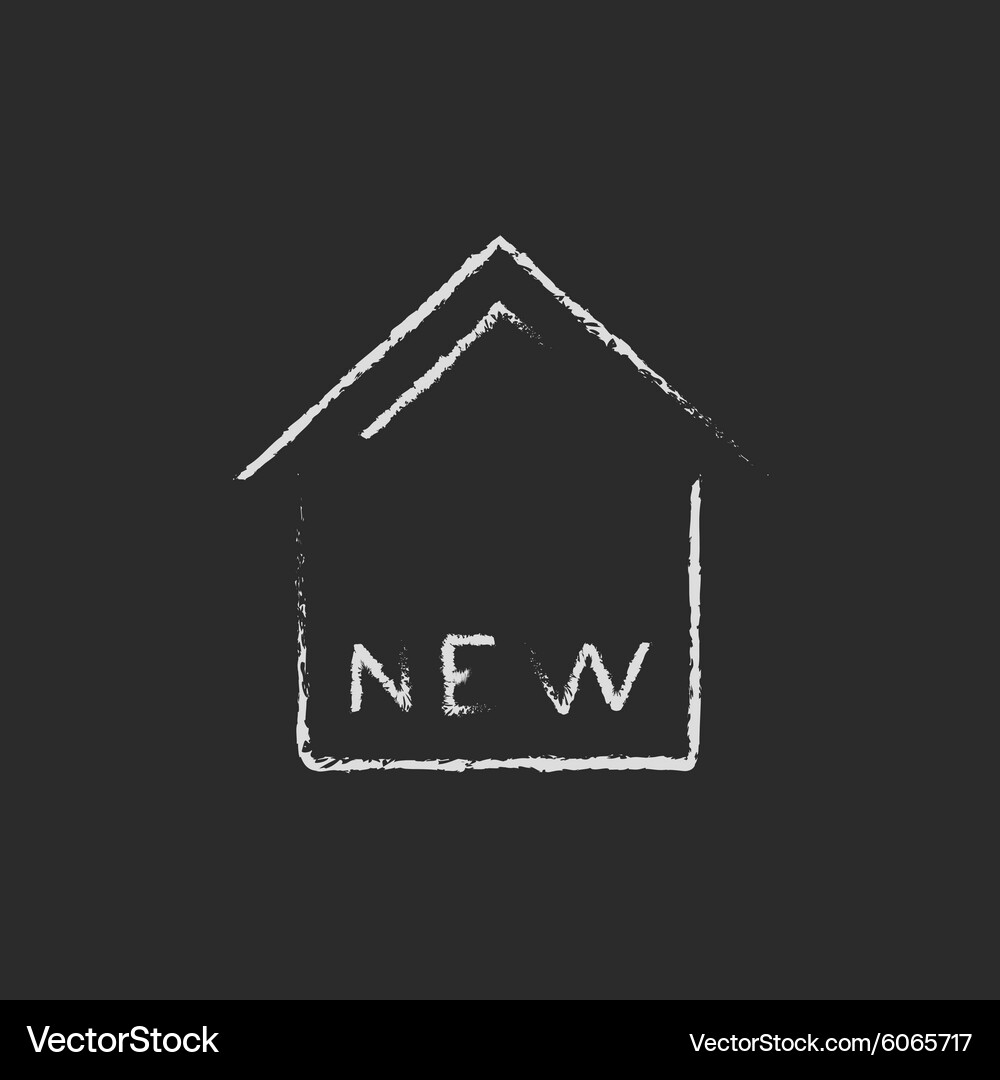 New house icon drawn in chalk Royalty Free Vector Image