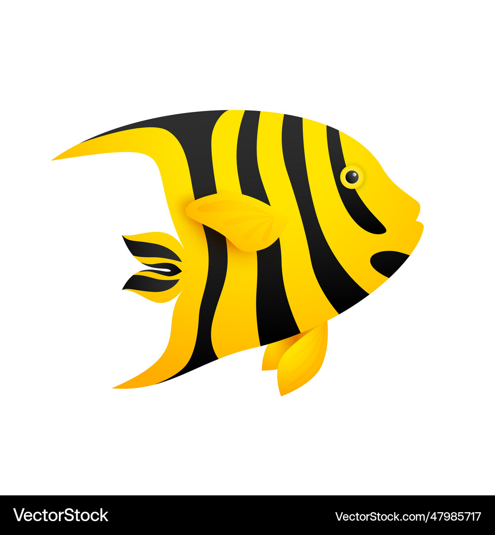 Ocean angel fish bright yellow fish Royalty Free Vector