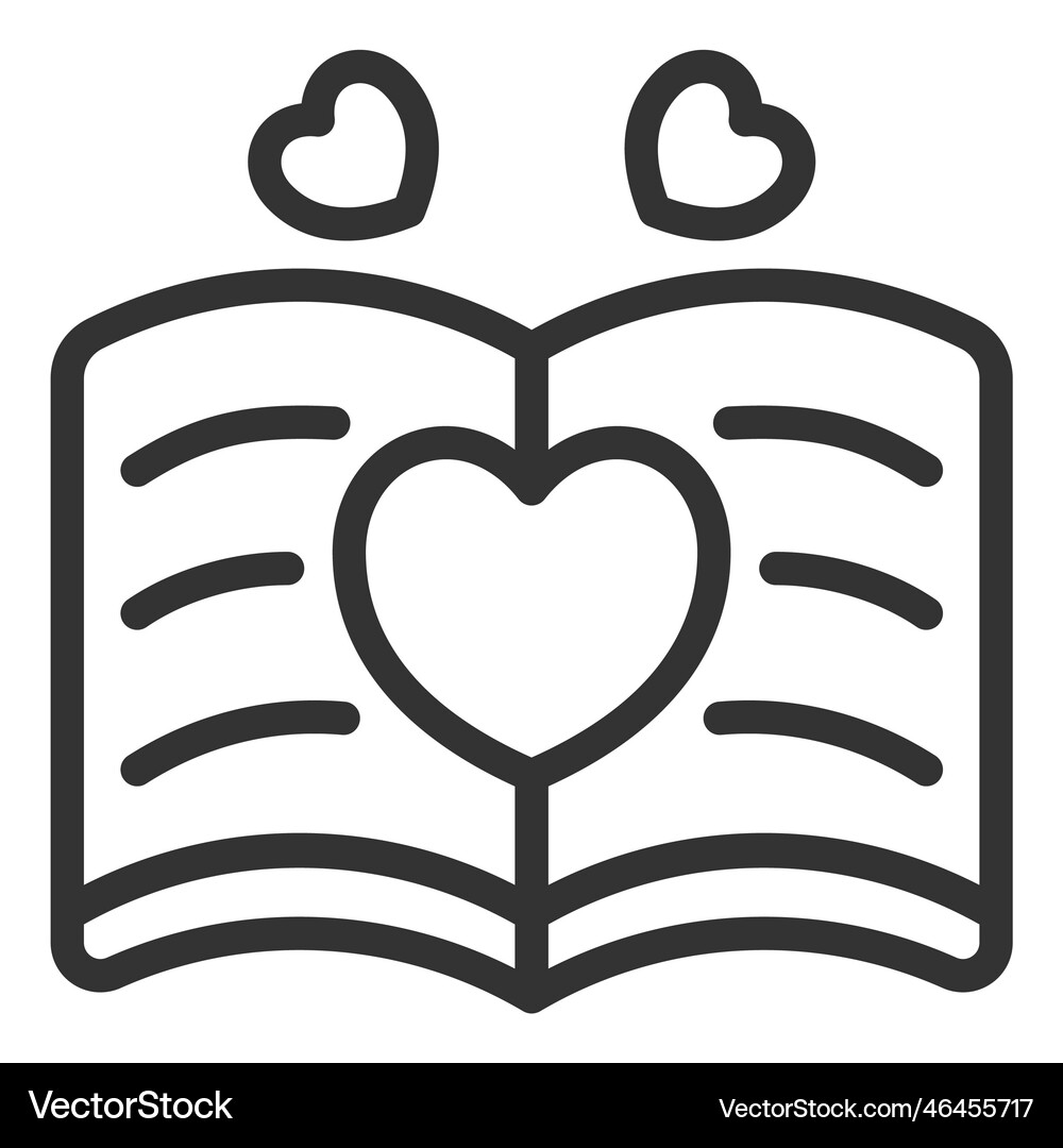 Open book with love story Royalty Free Vector Image
