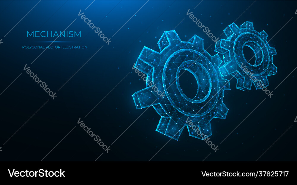 Polygonal a mechanism isolated on blue Royalty Free Vector