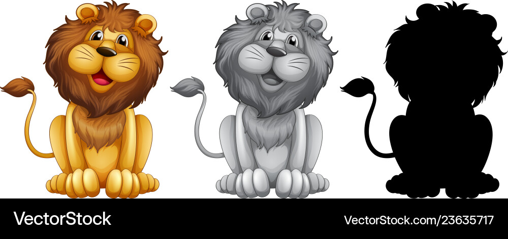 Set of lion character Royalty Free Vector Image