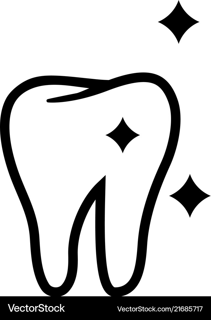 Shining tooth health dent flat icon Royalty Free Vector