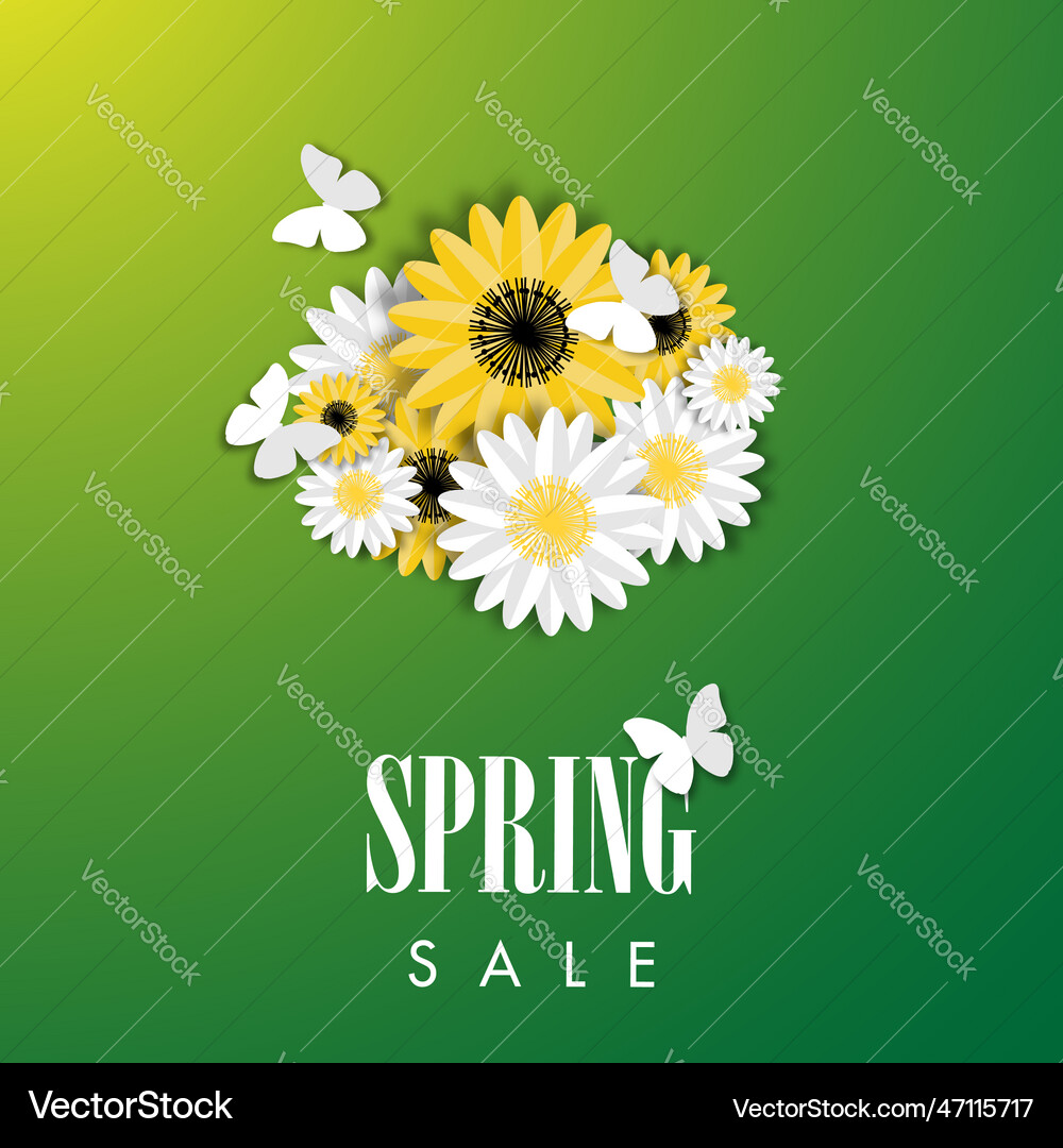 Spring sale background with beautiful flower Vector Image
