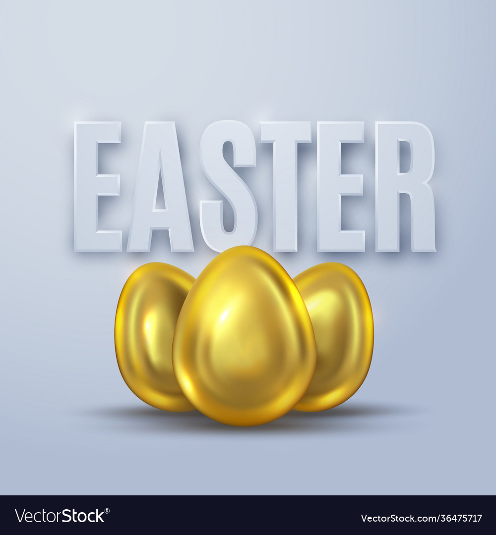 Three golden eggs for easter Royalty Free Vector Image