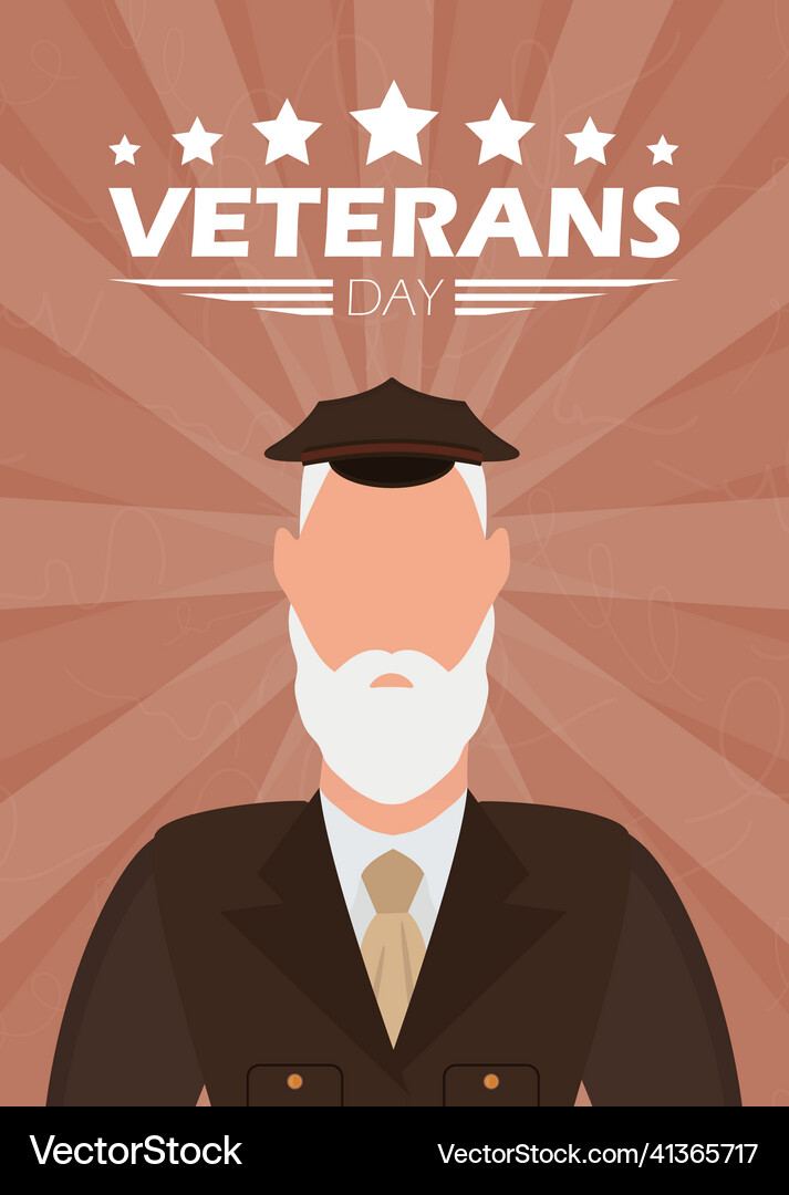 Veterans day banner an elderly veteran Royalty Free Vector