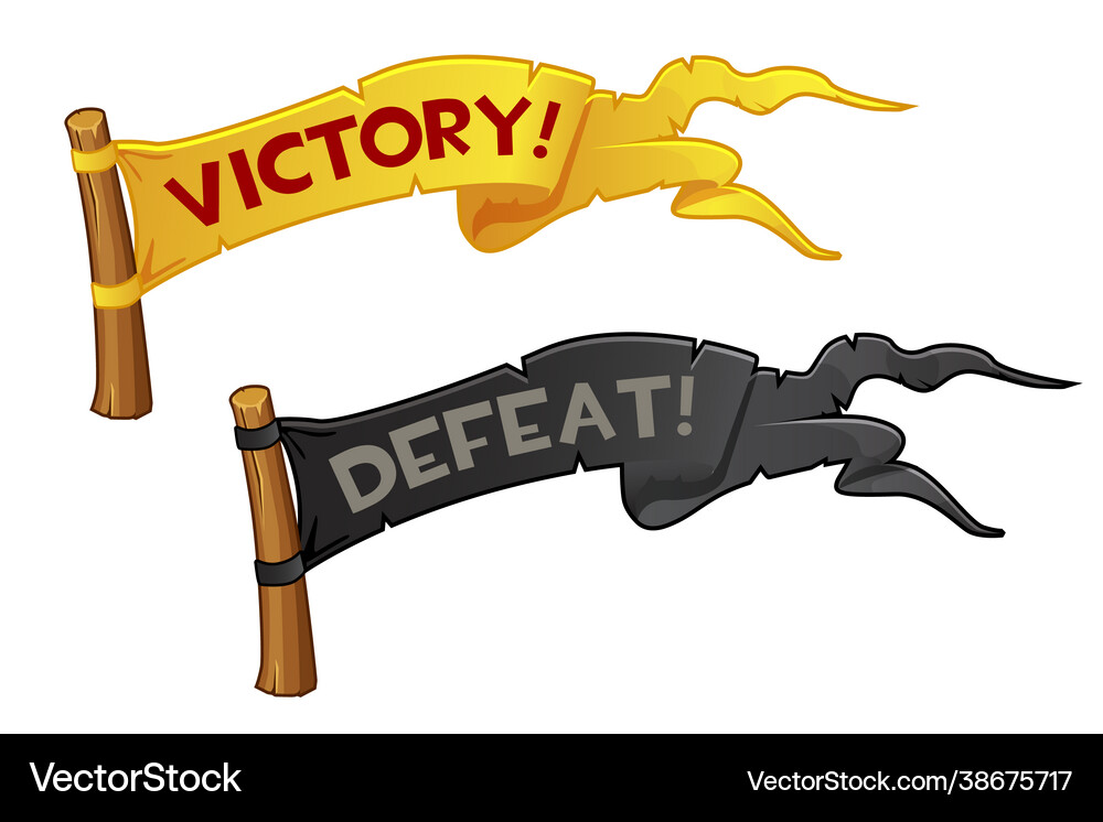 Victory and defeat flag for game set flags Vector Image
