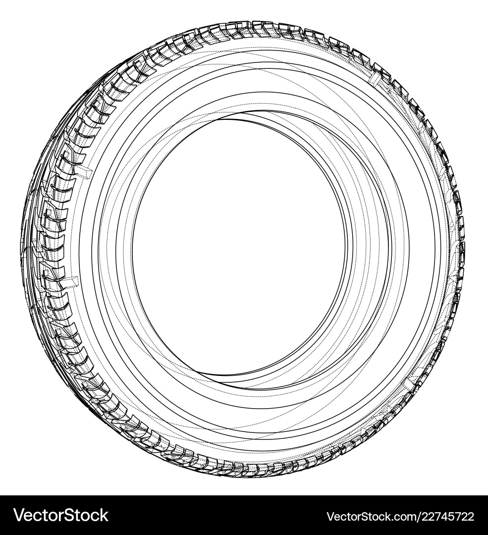 Car tire concept rendering of 3d Royalty Free Vector Image