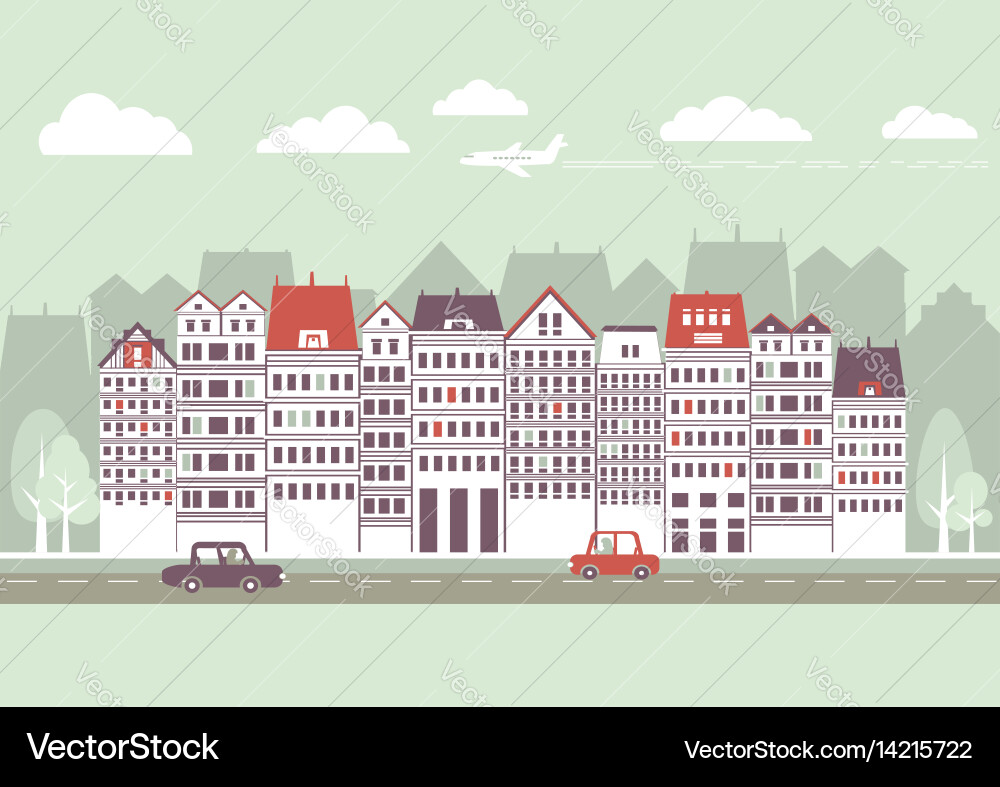 Cityscape with buildings and skypanoramic Vector Image
