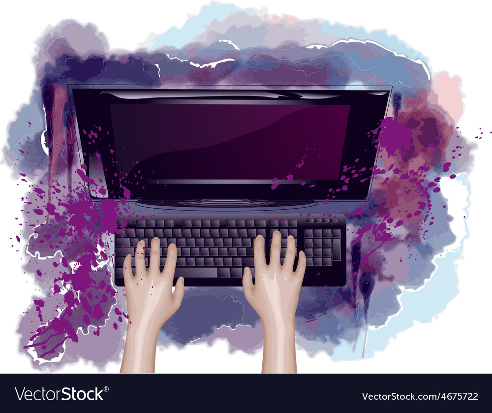 Computer and hands Royalty Free Vector Image - VectorStock