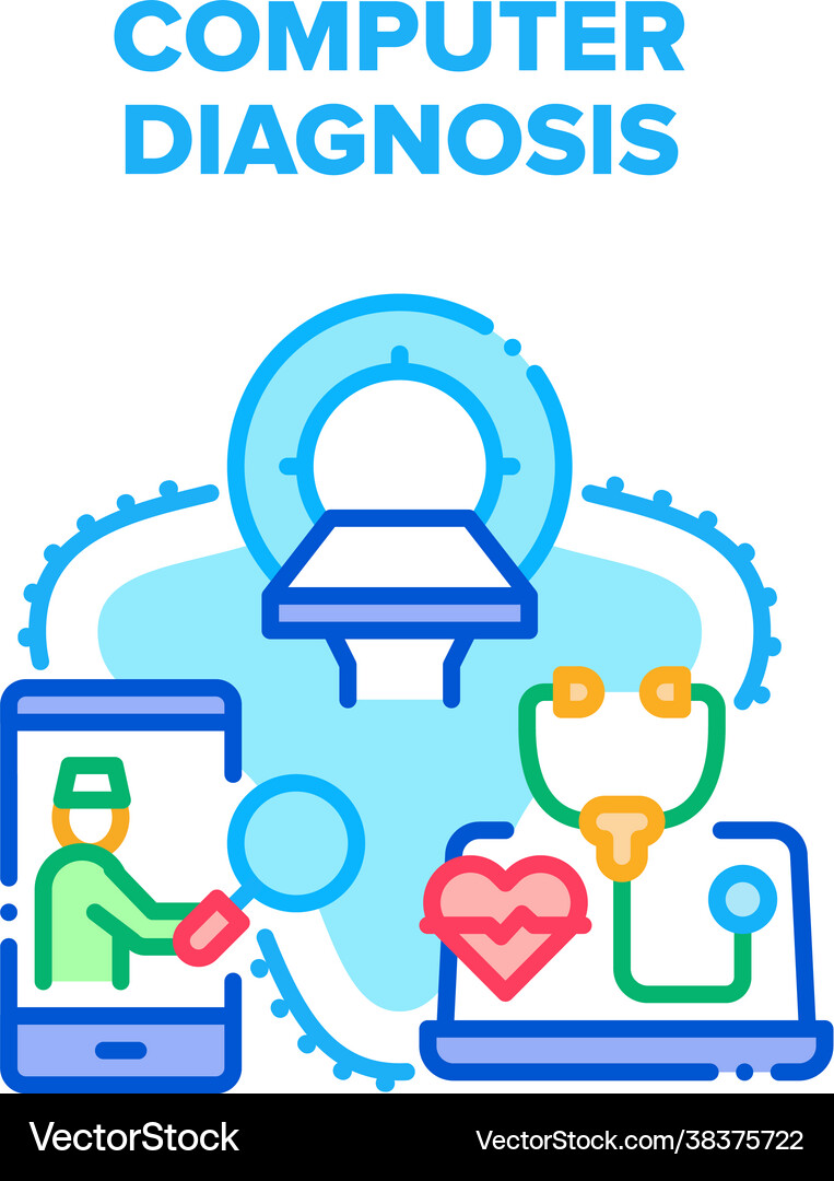 Computer medical diagnosis concept color Vector Image