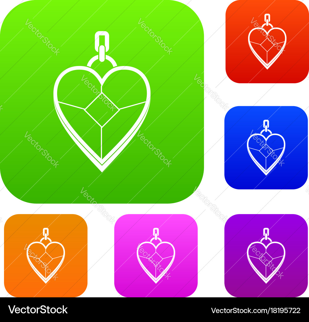 Heart shaped pendant set color collection Vector Image