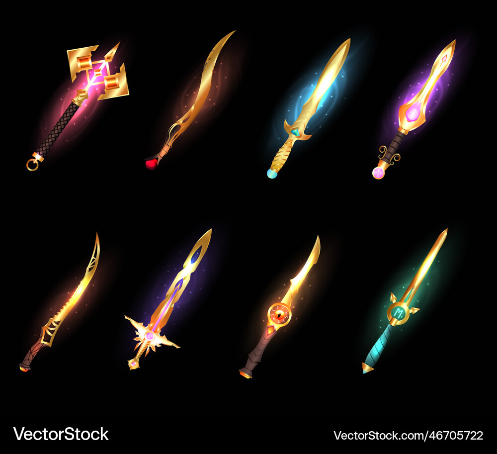 Set of game swords Royalty Free Vector Image - VectorStock