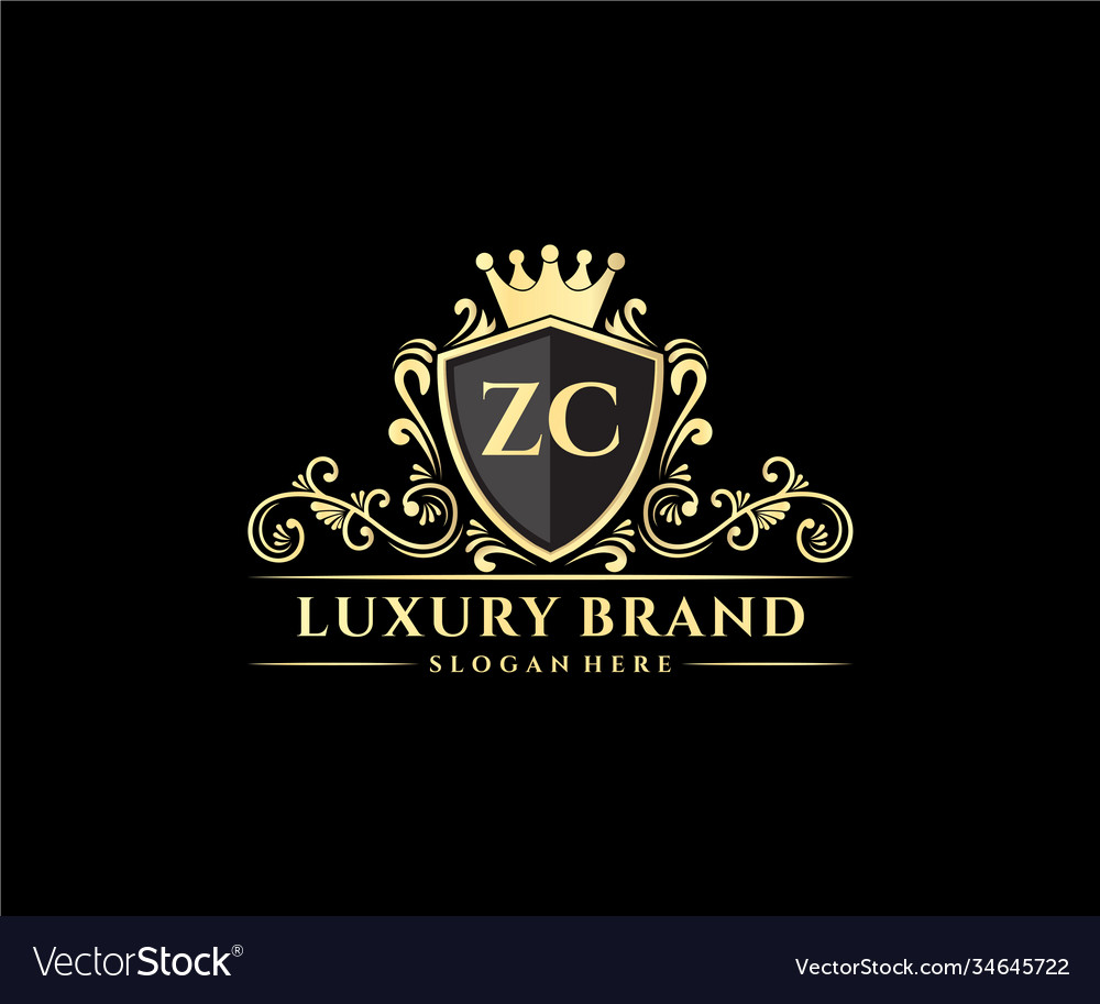 Zc initial letter gold calligraphic feminine Vector Image