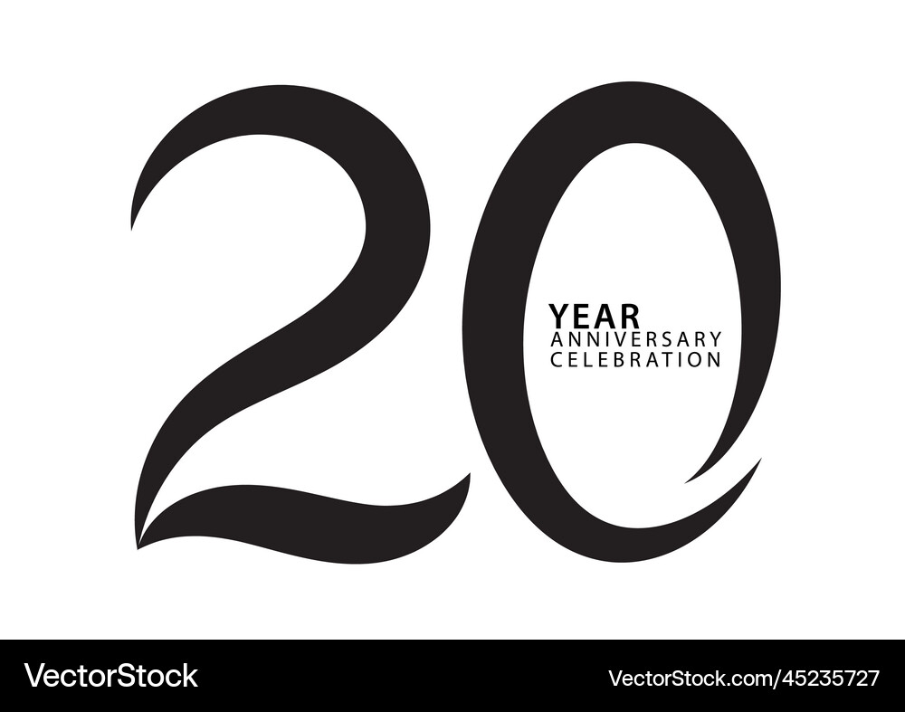 20 year anniversary celebration black color Vector Image