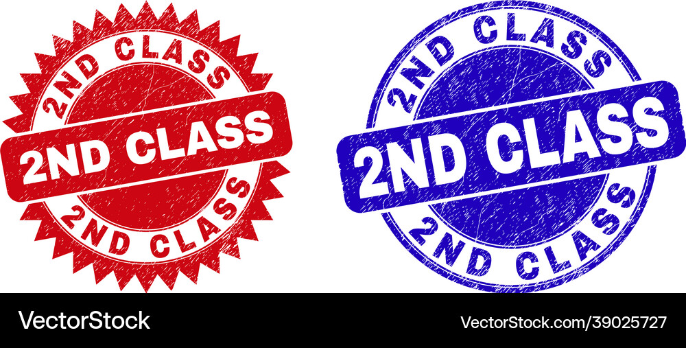 2nd class round and rosette stamps with unclean Vector Image