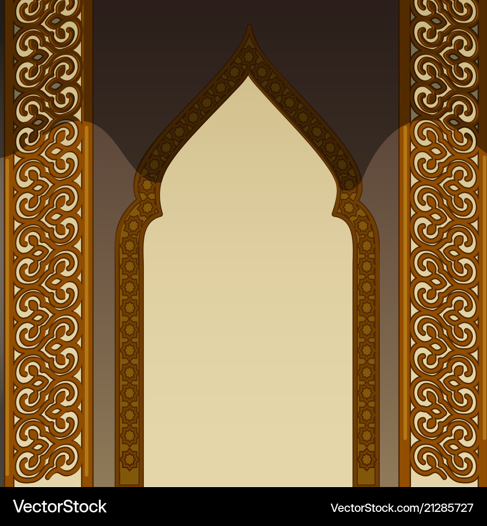 Arch with oriental ornaments isolated on white Vector Image