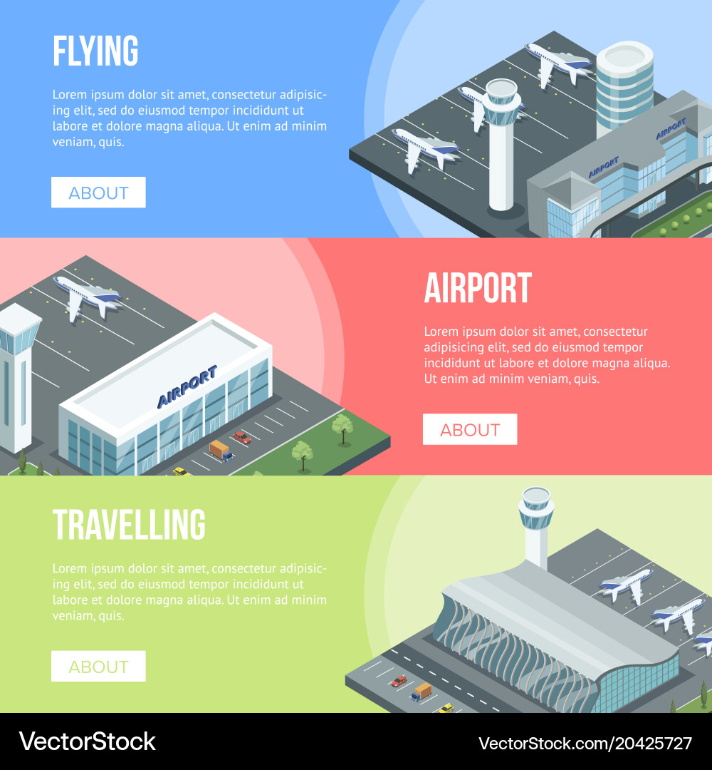 Colorful airport banners Royalty Free Vector Image