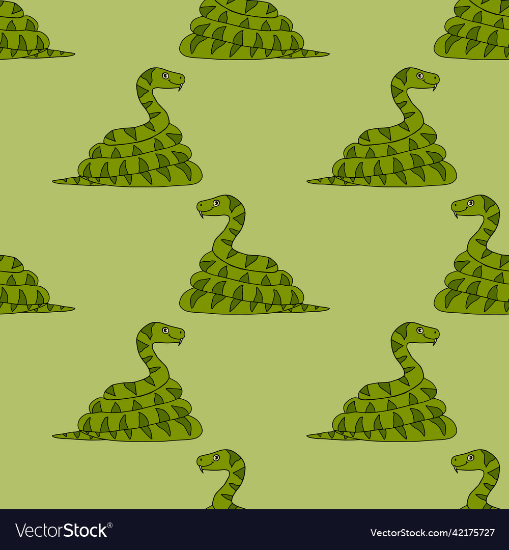 Cute cartoon coiled snake in childlike doodle Vector Image