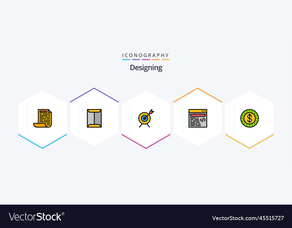 Designing 25 filledline icon pack including coin Vector Image