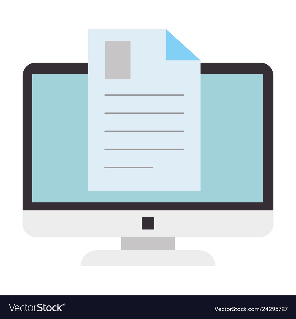 Electronic document with computer Royalty Free Vector Image