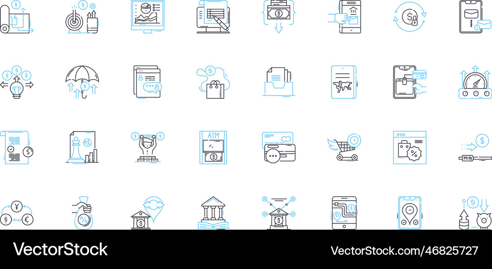 Financial assistance linear icons set grants Vector Image