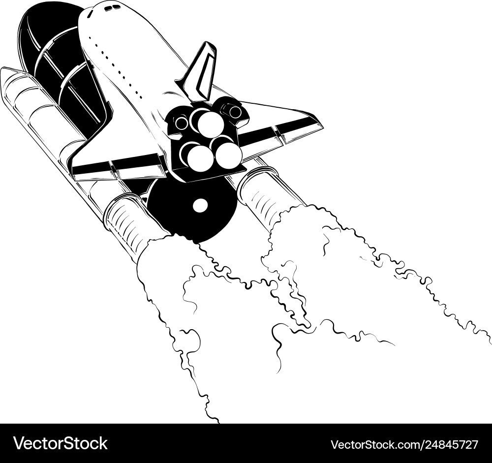 Hand drawn sketch shuttle in black color Vector Image