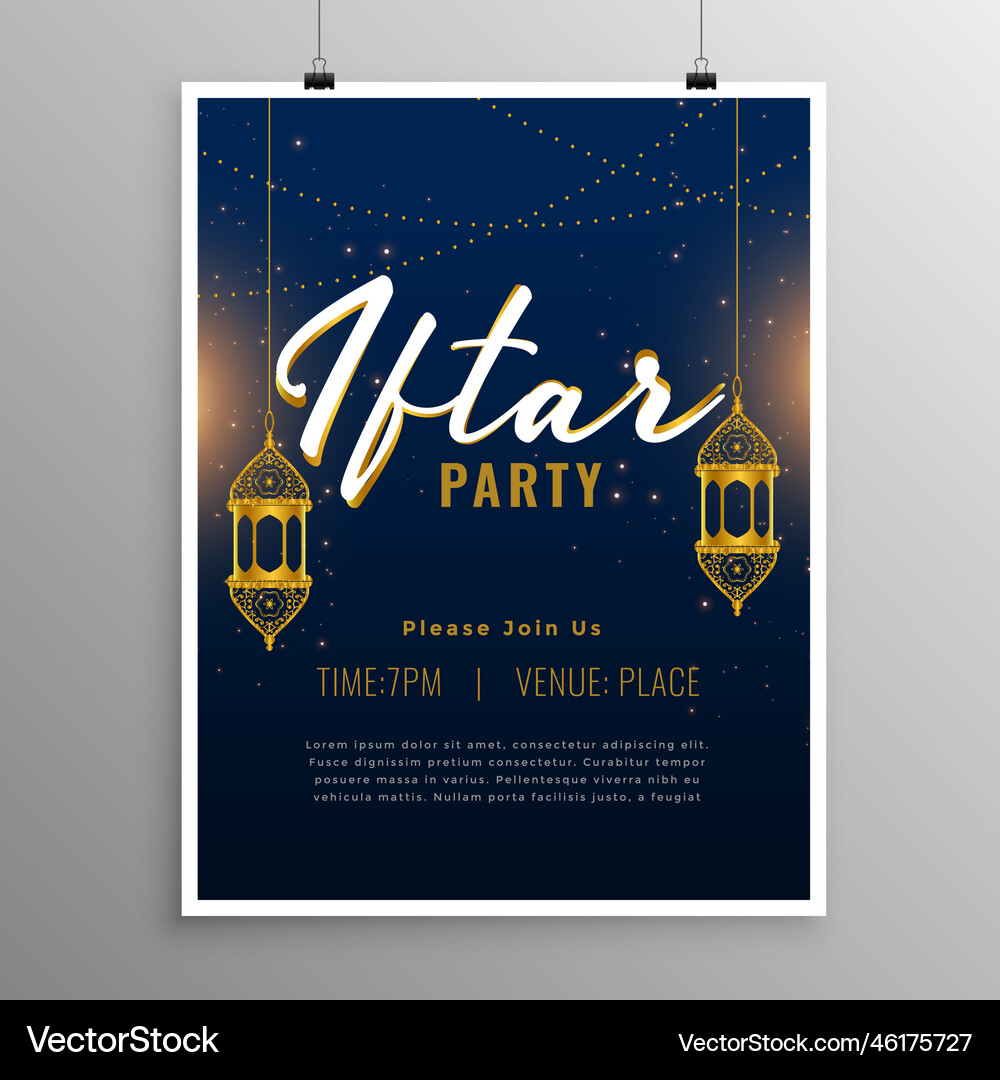 Iftar food party celebration invitation template Vector Image
