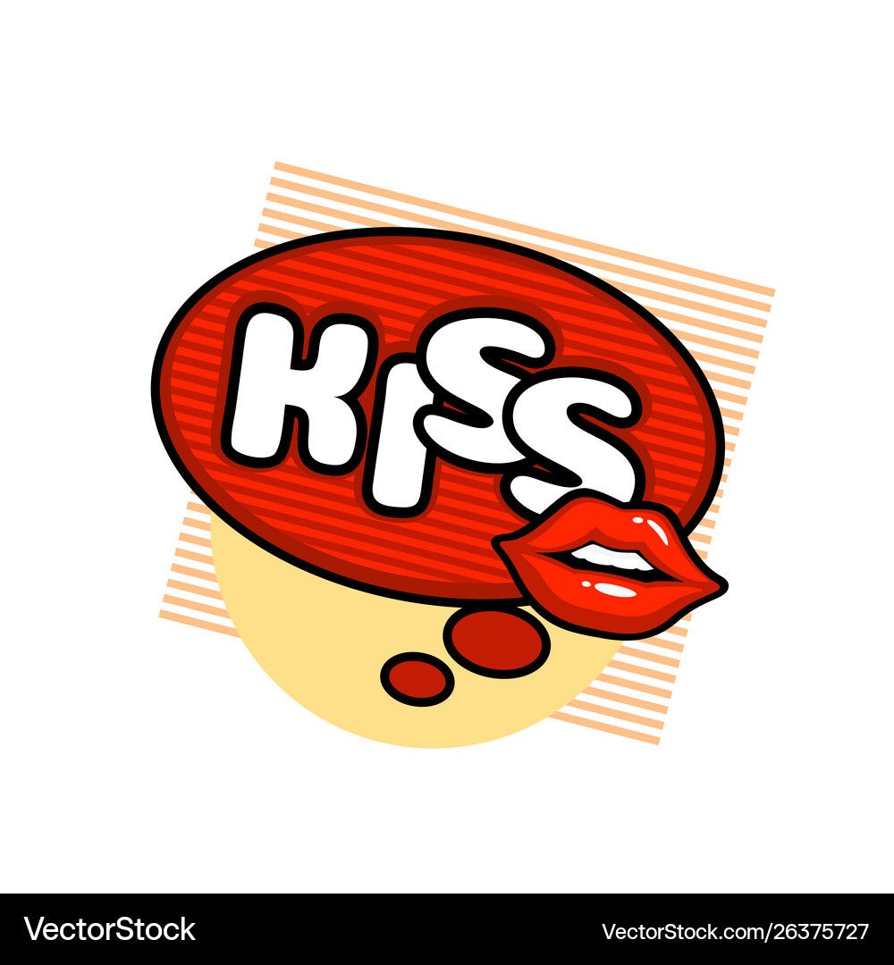 Kiss label sticker a a message red lips Royalty Free Vector