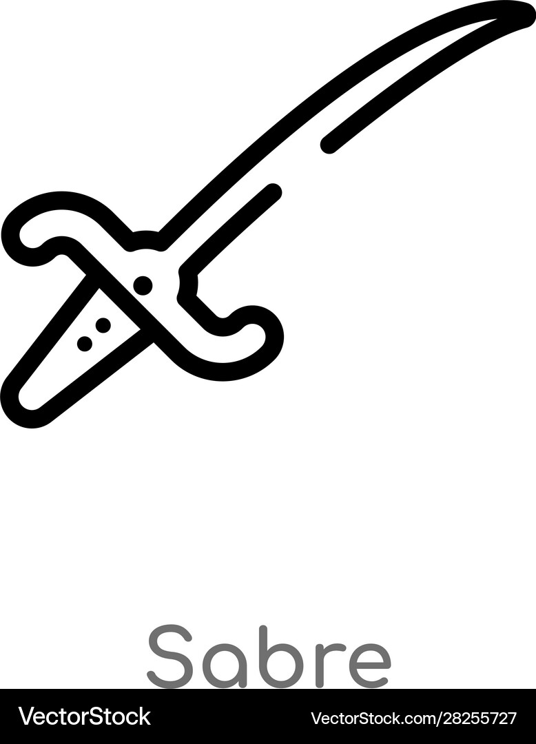 Outline sabre icon isolated black simple line Vector Image