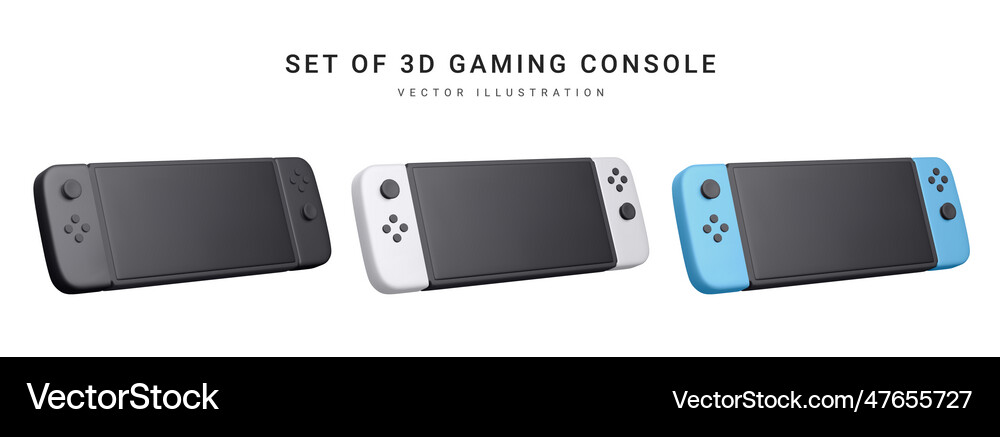 Set of 3d realistic gaming console isolated Vector Image