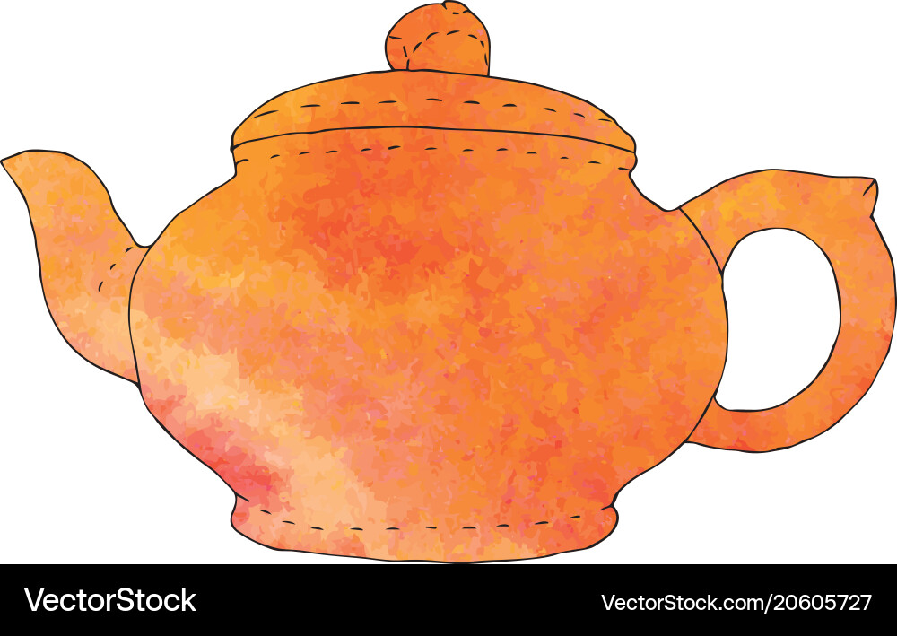 Watercolor hand drawn teapot Royalty Free Vector Image