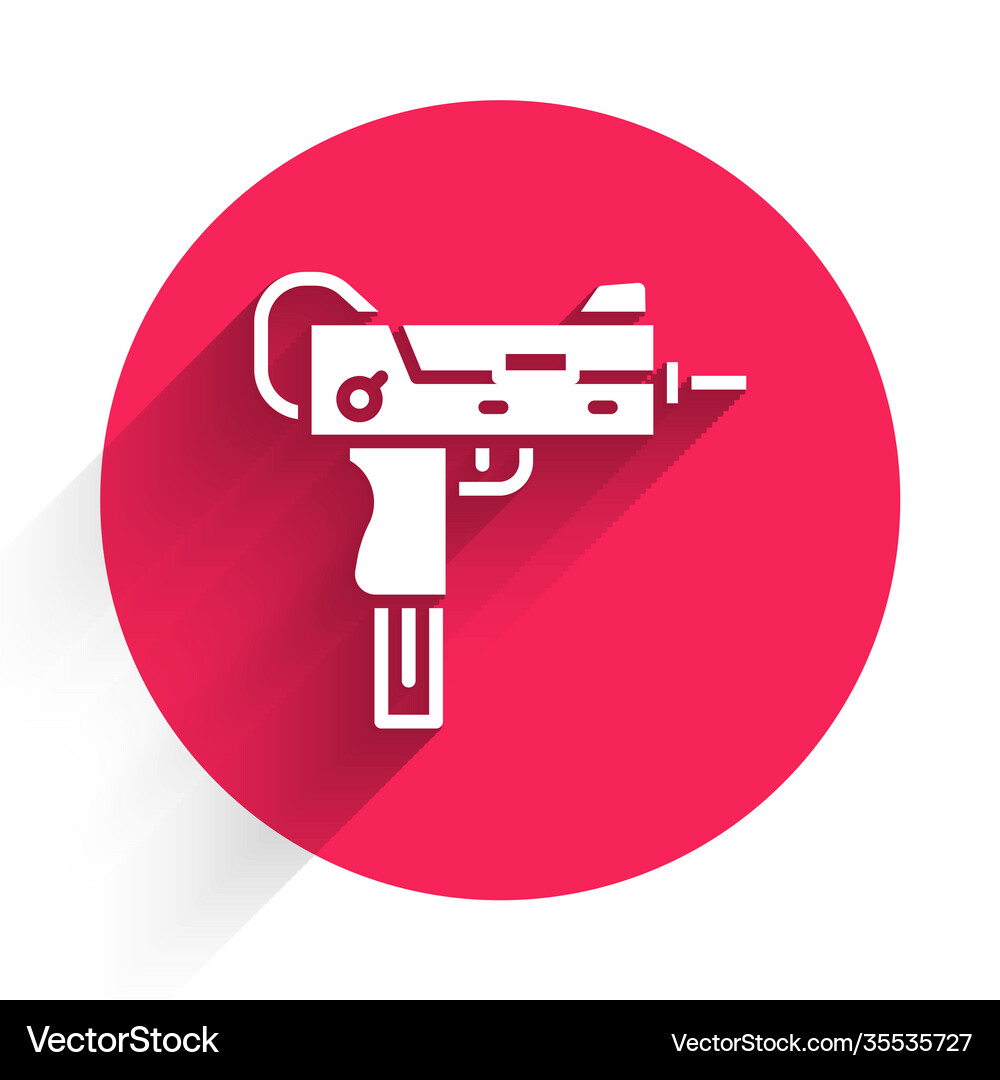 White uzi submachine gun icon isolated with long Vector Image
