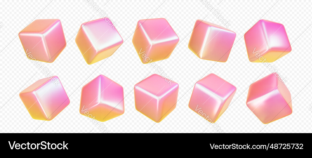 3d holographic prism cube with abstract light Vector Image