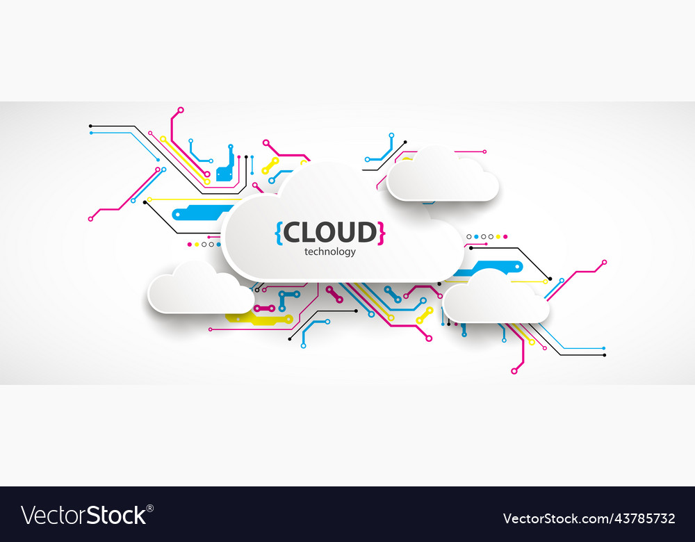 Cloud storage technology integrated digital web Vector Image
