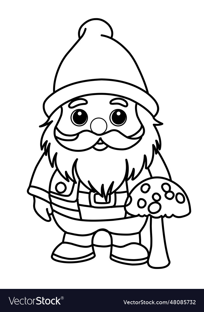 Coloring page with gnomes autumn page Royalty Free Vector