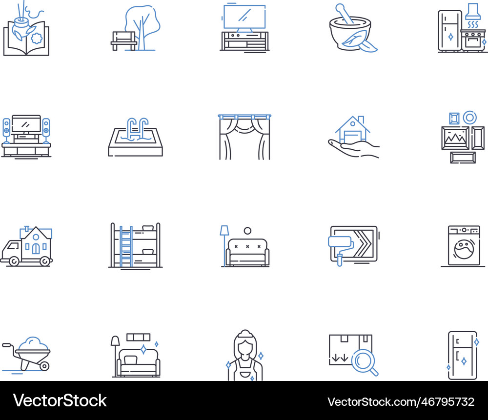 Haven line icons collection refuge sanctuary Vector Image