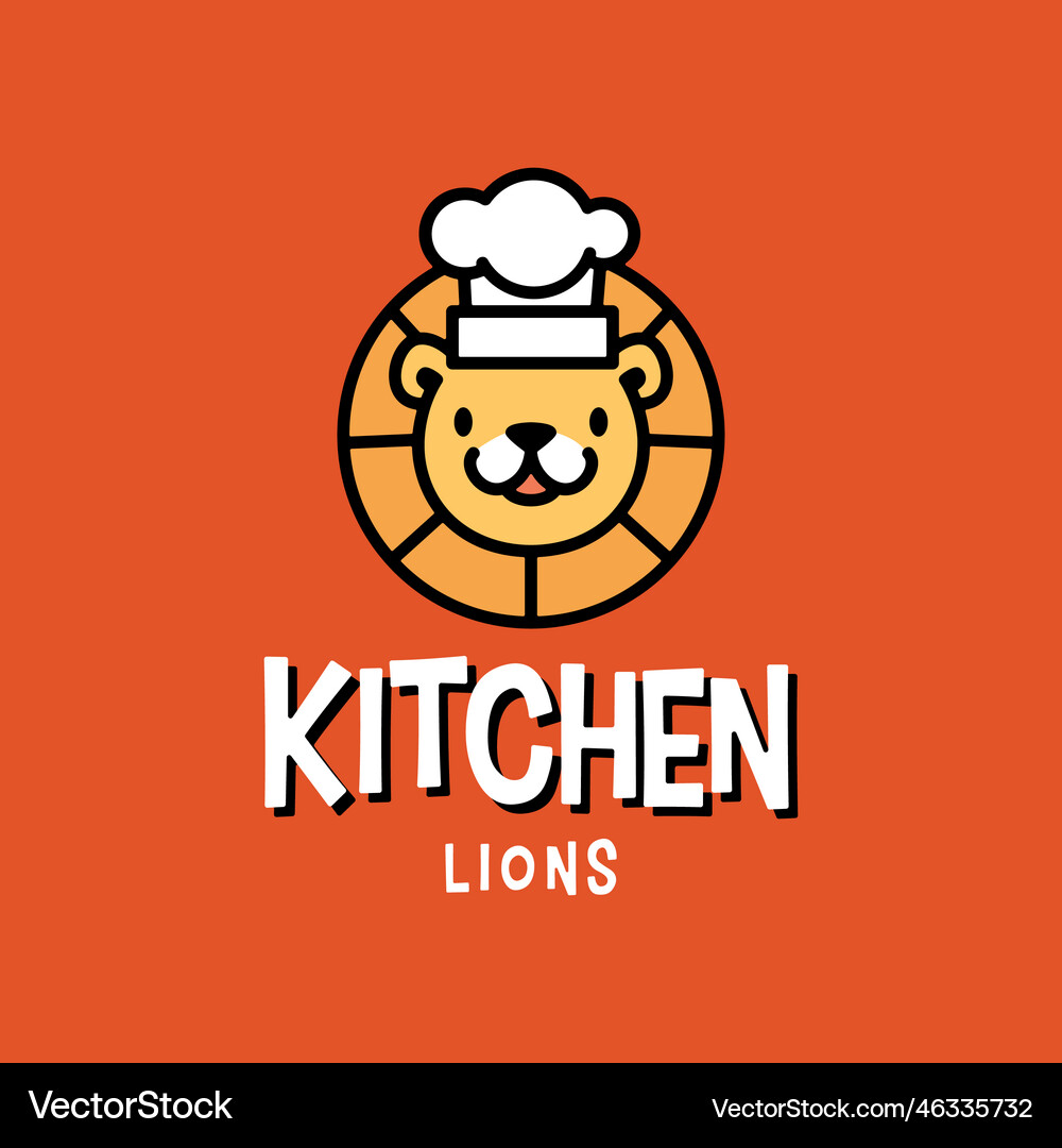 Lion chef hat kitchen mascot cartoon character Vector Image