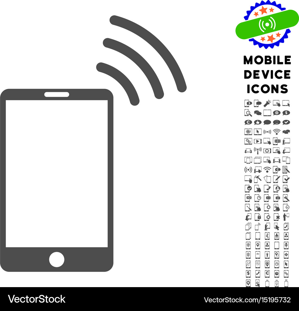 Mobile wi-fi signal icon with set Royalty Free Vector Image