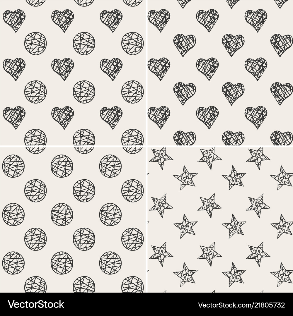 Print set with hearts stars and circles Royalty Free Vector
