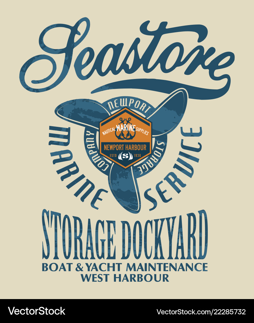 Sea store marine nautical service Royalty Free Vector Image