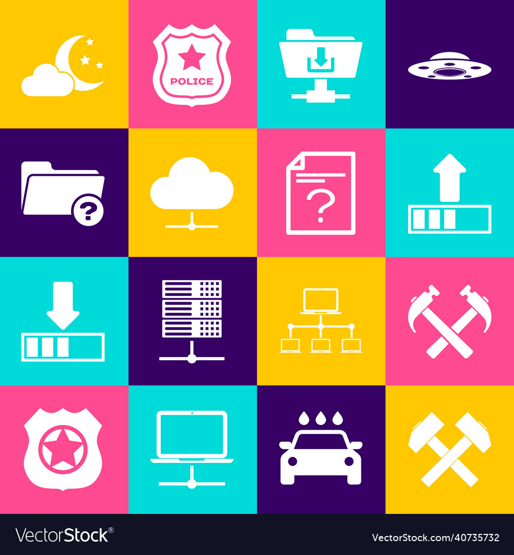 Set two crossed hammers loading ftp folder Vector Image Set two crossed hammers loading ftp folder Vector Image