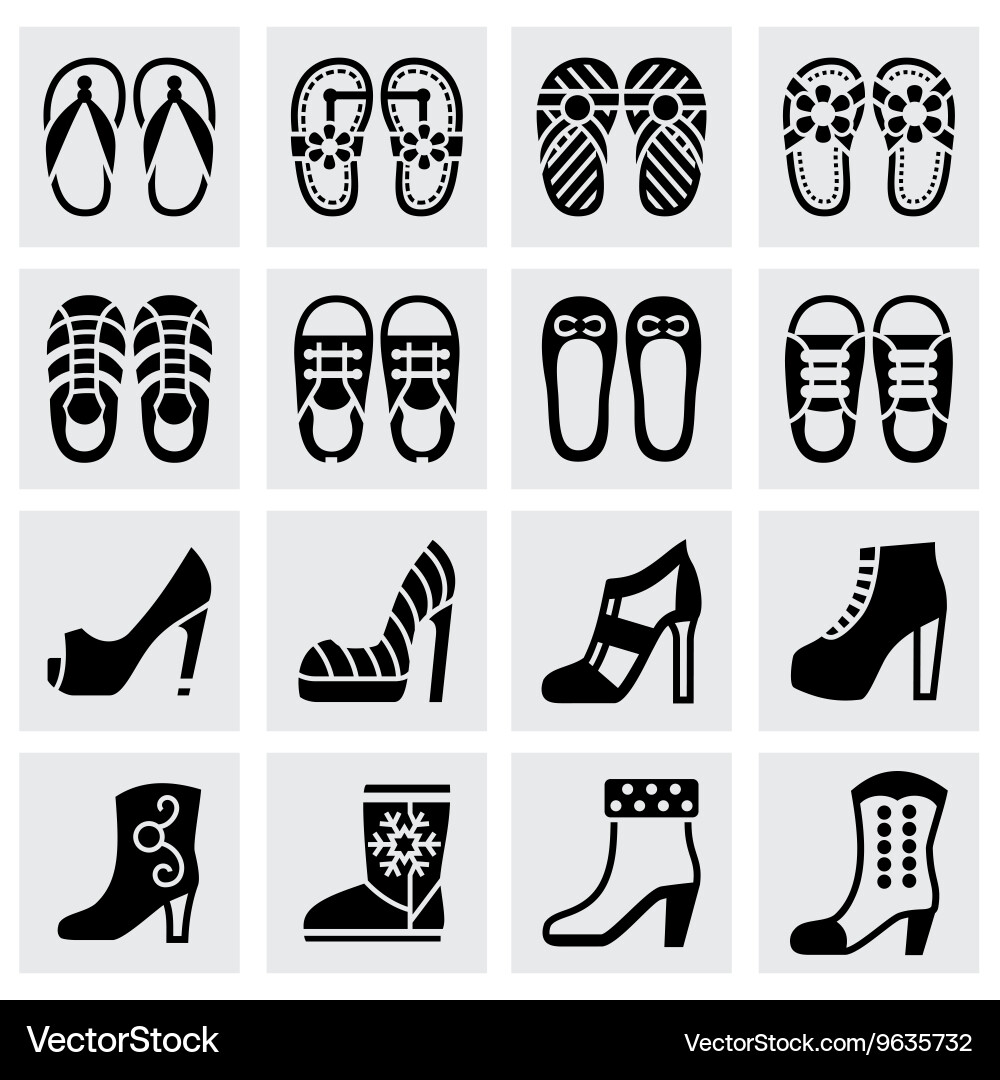 Shoes icon set Royalty Free Vector Image - VectorStock